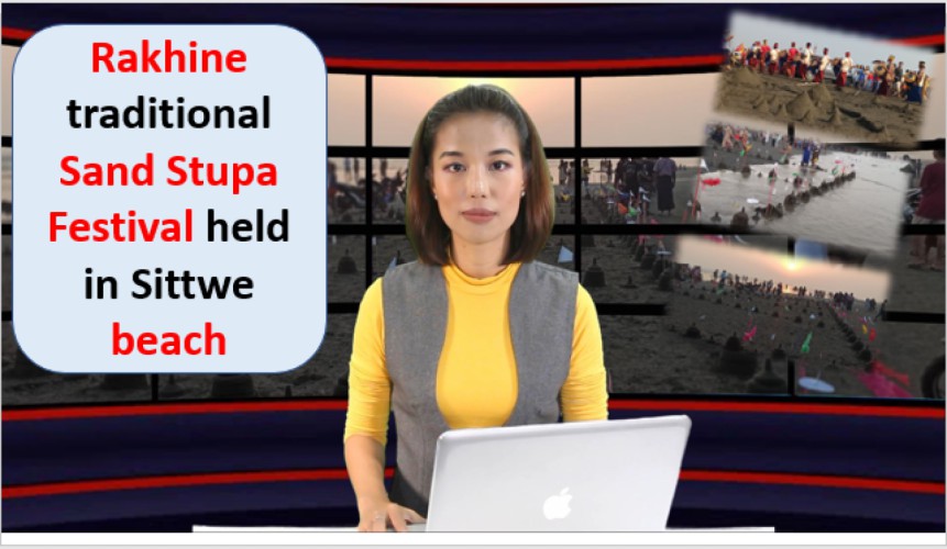 Rakhine traditional Sand Stupa Festival held in Sittwe beach