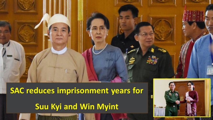 SAC reduces imprisonment years for Suu Kyi and Win Myint